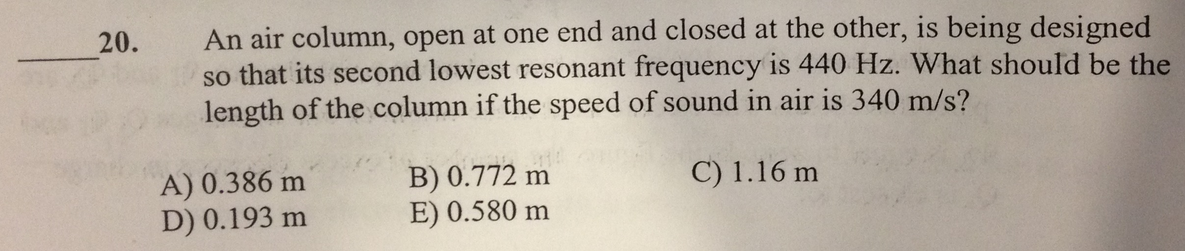 Solved An air column, open at one end and closed at the | Chegg.com