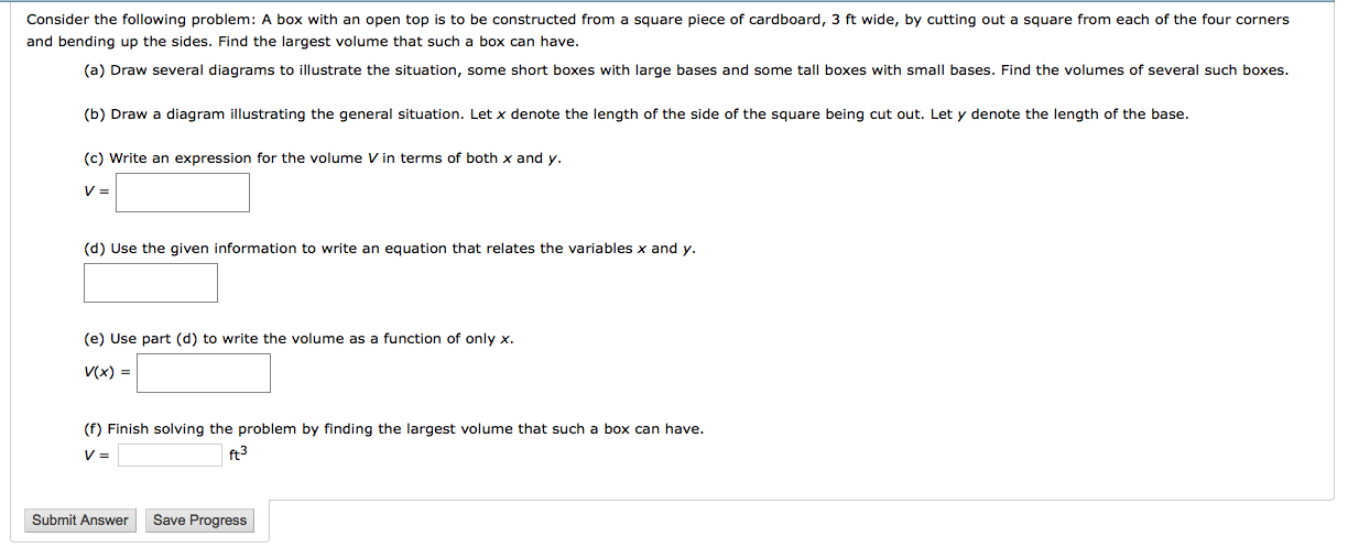 Solved Consider the following problem: A box with an open | Chegg.com