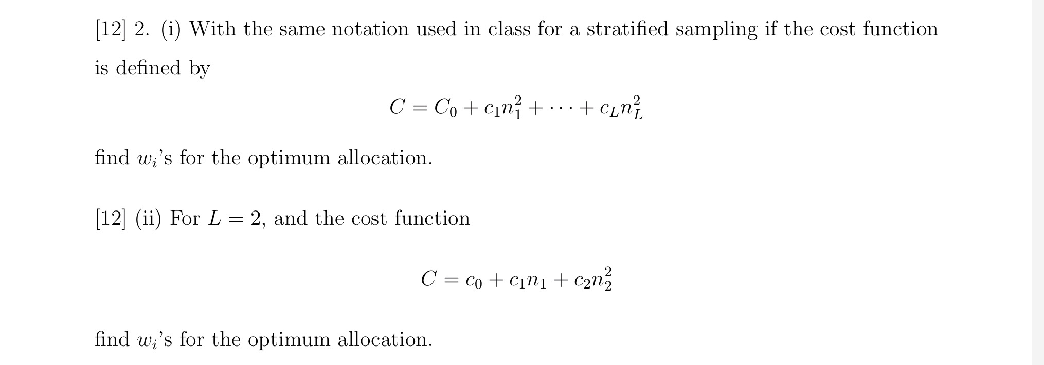 With the same notation used in class for a stratified | Chegg.com