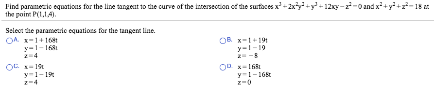 Solved Find parametric equations for the line tangent to the | Chegg.com