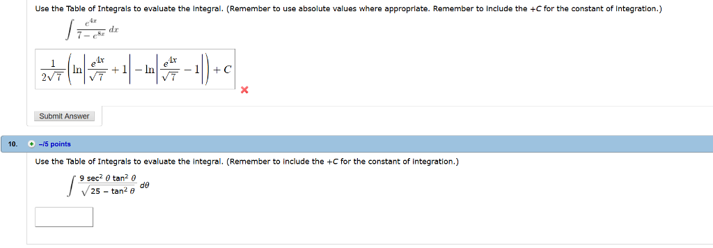 Solved Use the Table of Integrals to evaluate the Integral. | Chegg.com