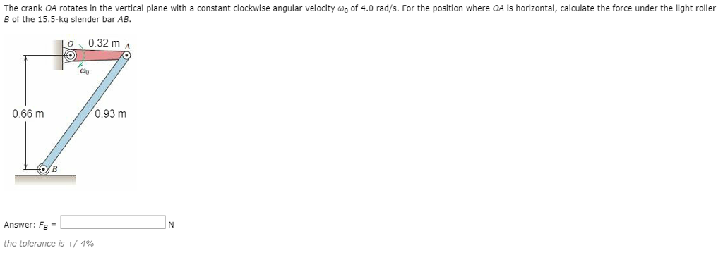 Solved The crank OA rotates in the vertical plane with a | Chegg.com