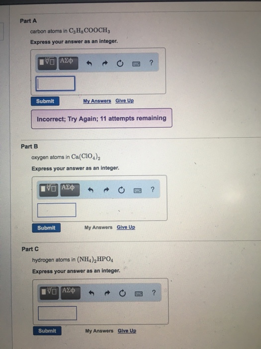 Solved Carbon atoms in C_3H_8COOCH_3 Express your answer as | Chegg.com