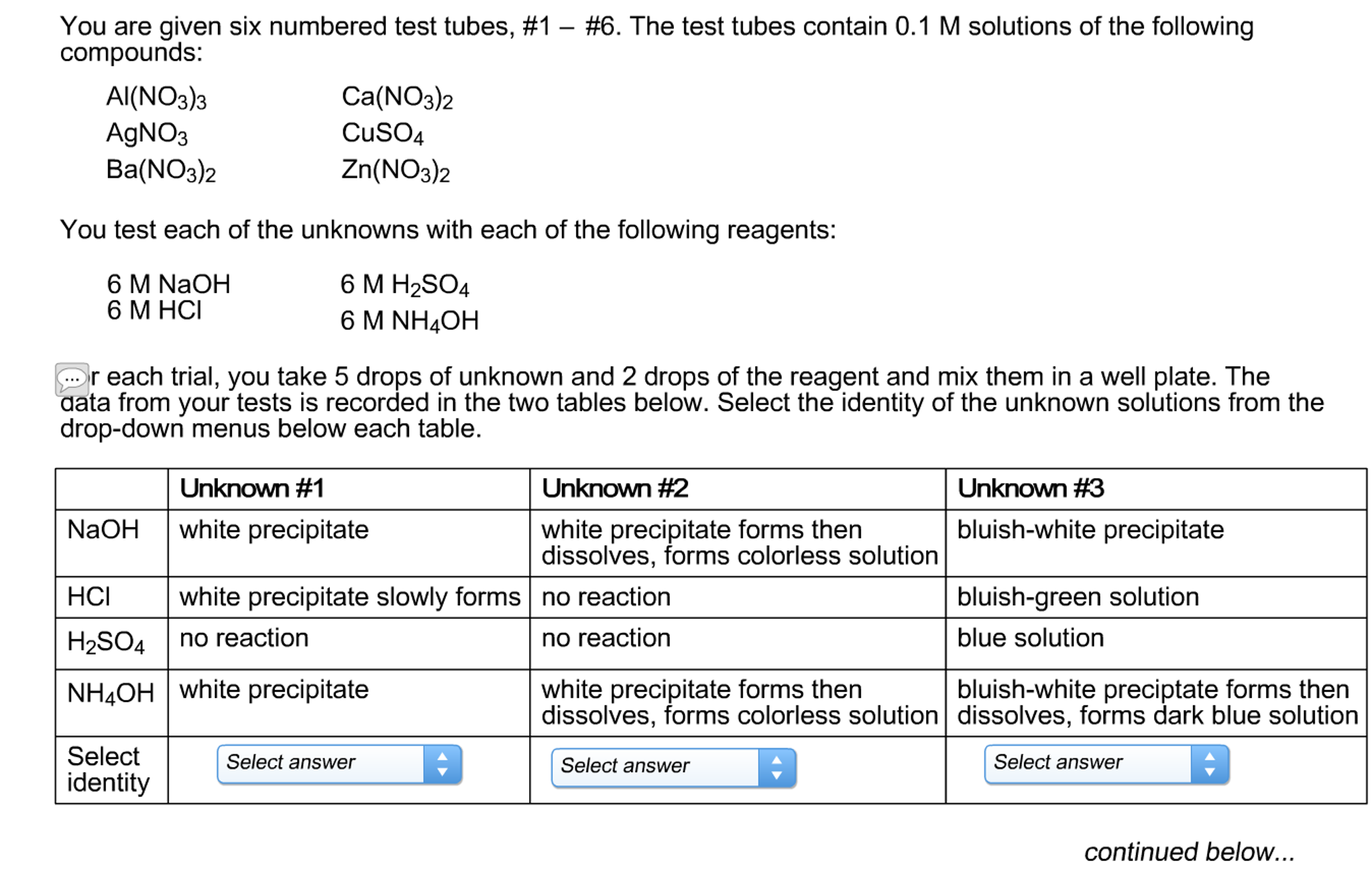 Solved You are given six numbered test tubes, #1 - #6. The | Chegg.com