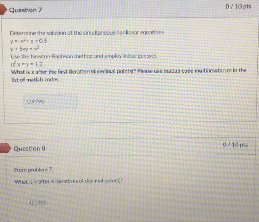 Solved Determine the solution of the simultaneous nonlinear | Chegg.com