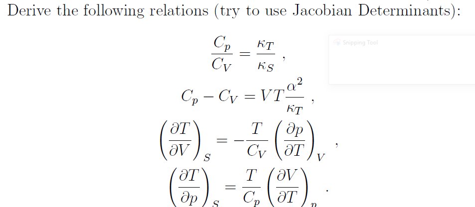 Solved Derive the following relations (try to use Jacobian | Chegg.com