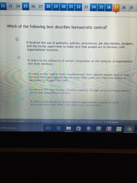Solved Which of the following best describes bureaucratic | Chegg.com