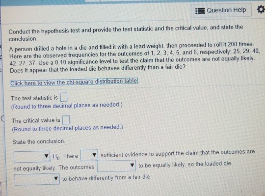 Solved E Question Help Conduct the hypothesis test and | Chegg.com