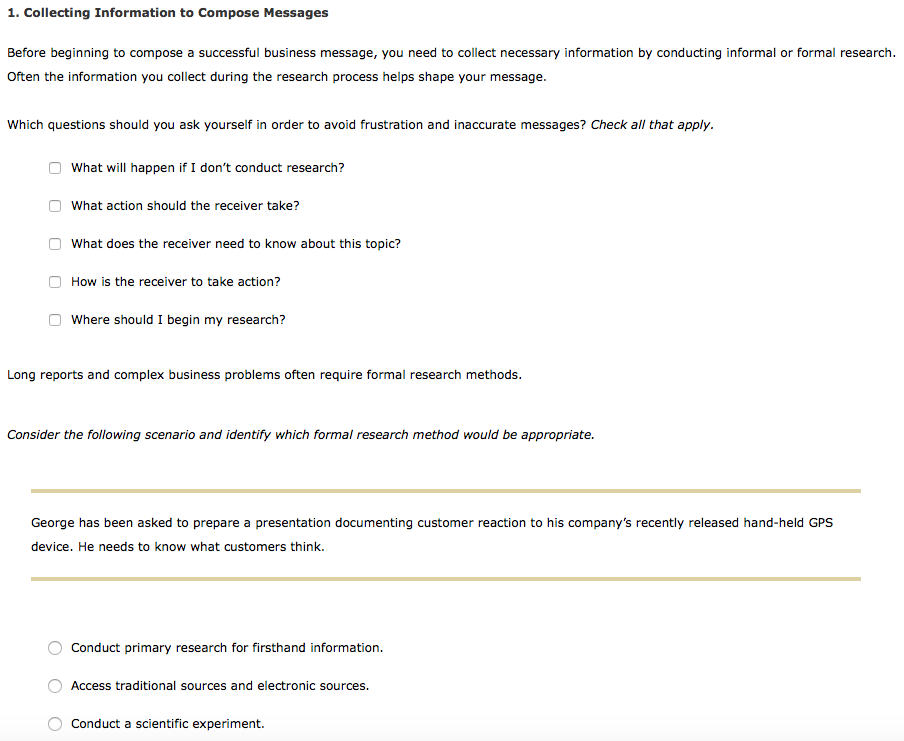 Solved 1. Collecting Information to Compose Messages Before | Chegg.com Solved 1. Collecting Information to Compose Messages Before | Chegg.com