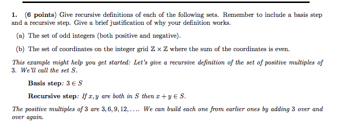 Solved 1. (6 points) Give recursive definitions of each of | Chegg.com