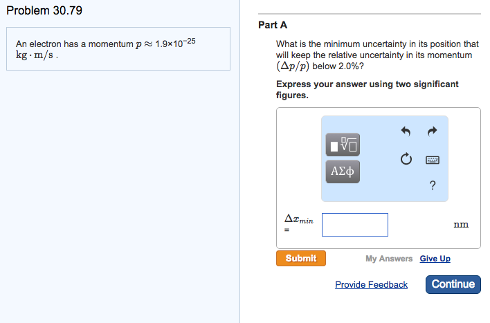 Solved Problem 30 79 An Electron Has A Momentum P Approx