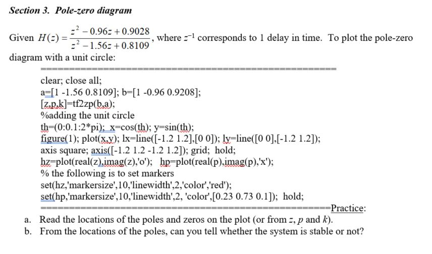 Solved Section 3. Pole-zero diagram Given H100 diagram with | Chegg.com
