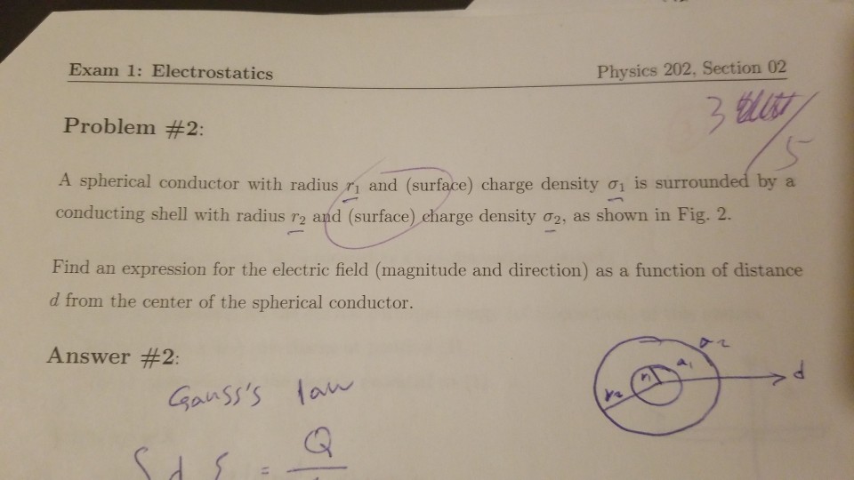 Solved Exam 1: Electrostatics Physics 202, Section 02 | Chegg.com