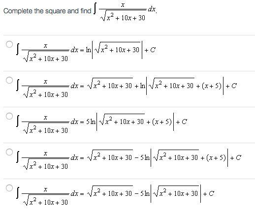 Solved Complete the square and find integral x/Squareroot | Chegg.com