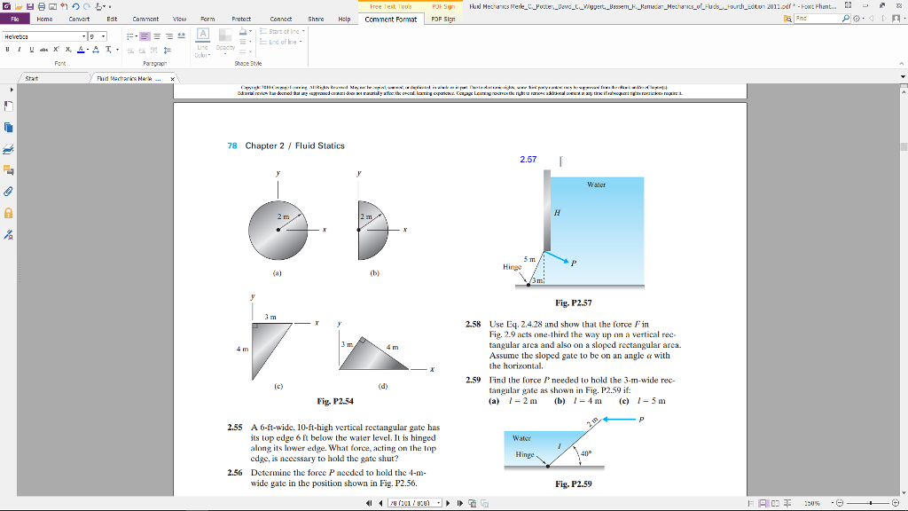 Solved mechanics of fluids 4th ed chapter 2 no 57, can you | Chegg.com