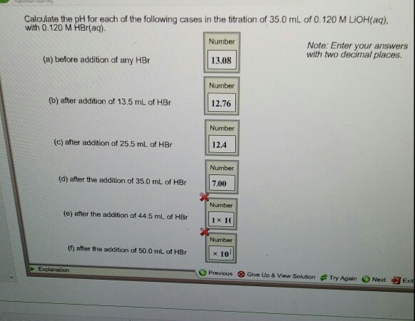 Solved Calculate the pH for each of the following cases in | Chegg.com