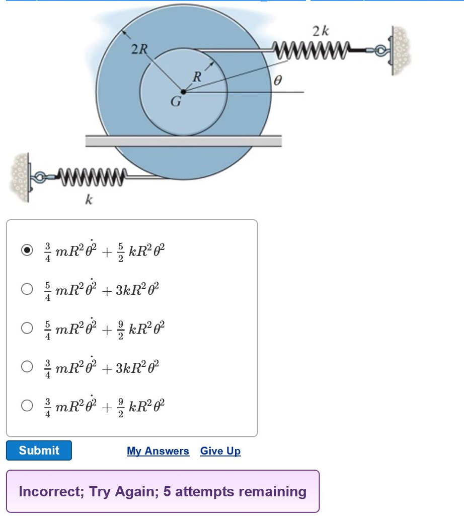 Solved The spool has a mass m and moment of inertia IG = | Chegg.com
