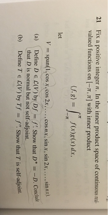 Solved Fix a positive integer n. In the inner product space | Chegg.com