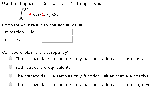 Solved Use the Trapezoidal Rule with n = 10 to approximate | Chegg.com