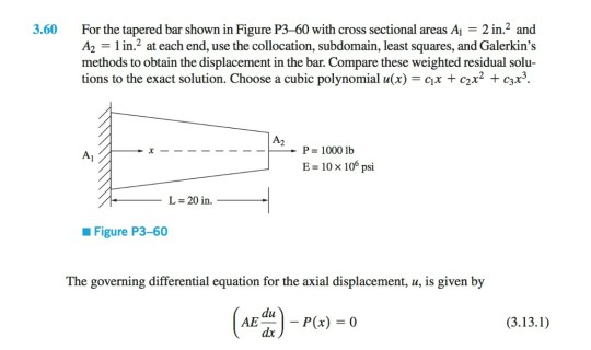 Solved 3.60 For the tapered bar shown in Figure P3-60 with | Chegg.com