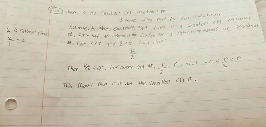 Solved prove that there is no smallest positive irrational | Chegg.com