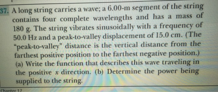 Solved A long string carriers a wave; a 6.00-m segment of | Chegg.com