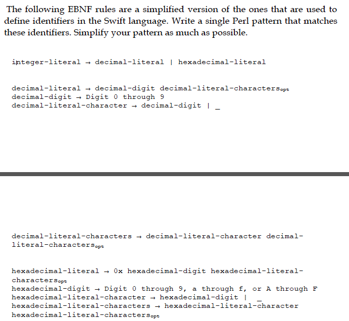 The following EBNF rules are a simplified version of | Chegg.com