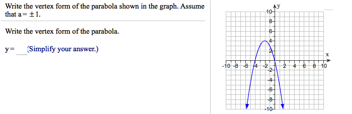 Solved Write the vertex form of the parabola shown in the | Chegg.com