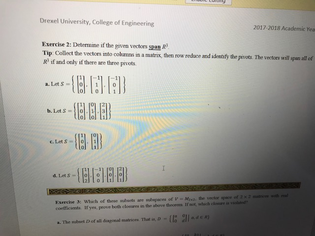 Solved Drexel University, College of Engineering 2017-2018 | Chegg.com