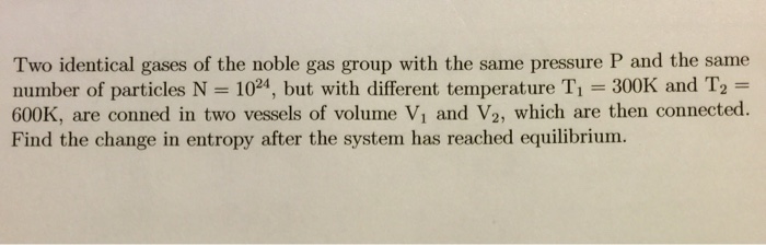 Solved Two identical gases of the noble gas group with the | Chegg.com