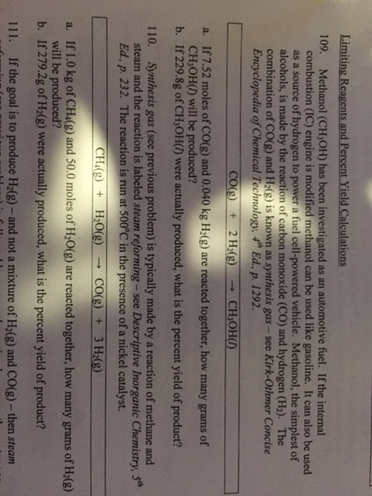 Solved Limiting Reagents and Percent Yield Calculations | Chegg.com