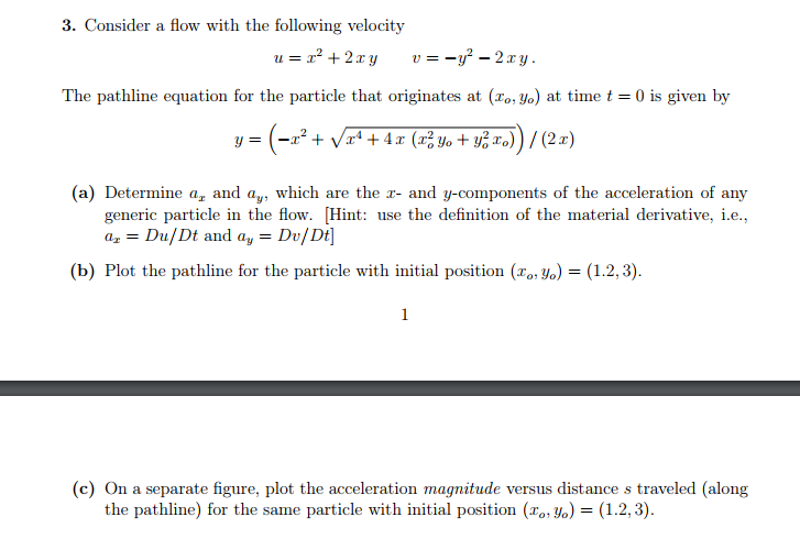 Solved Consider a flow with the following velocity u = x^2 | Chegg.com