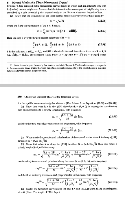 5. Normal Modes of a Three-Dimensional Crystal | Chegg.com