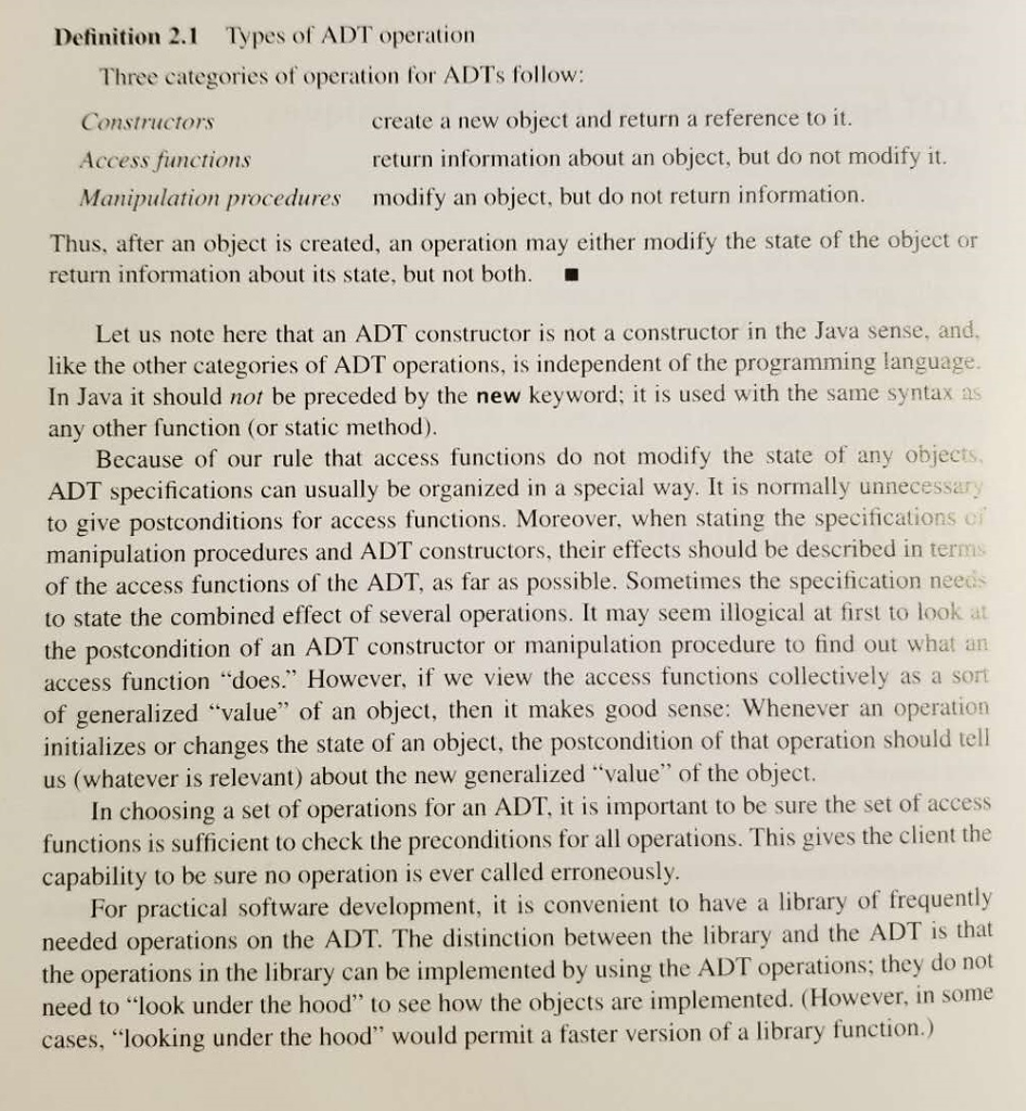 Solved 2.1 Consider some ADT operations with the type | Chegg.com