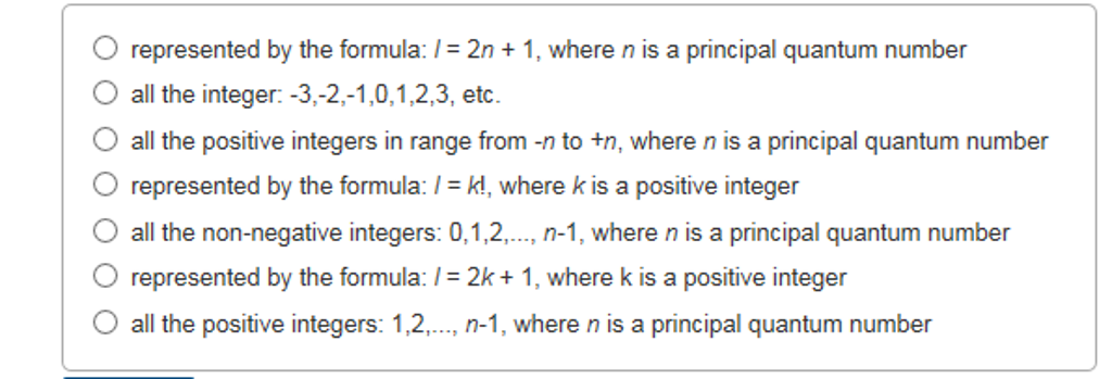 Solved What Are The Possible Values Of The Angular Momentum