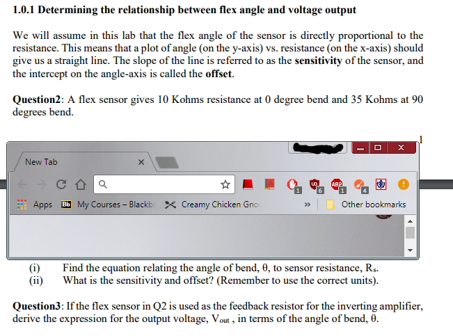 Solved 1.0.1 Determining the relationship between flex angle | Chegg.com