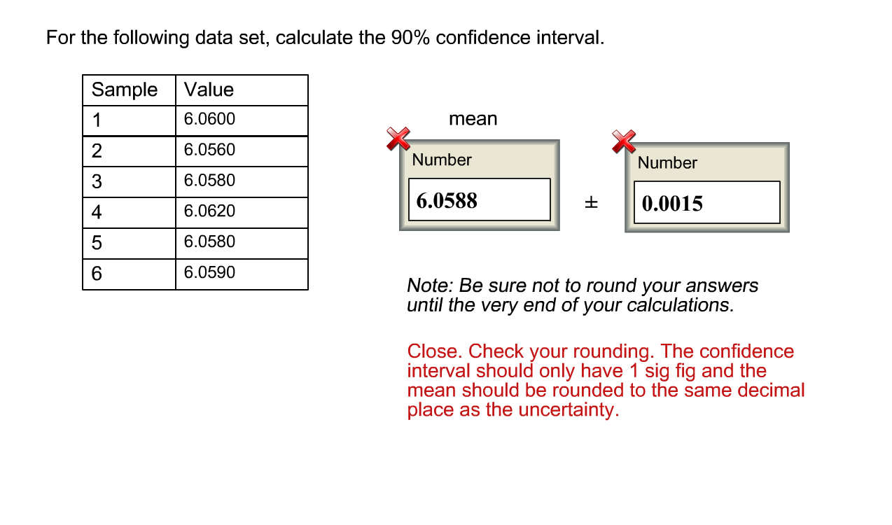 Solved For the following data set, calculate the 90% | Chegg.com