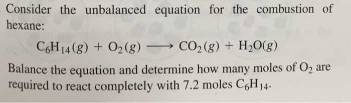 Solved Consider the unbalanced equation for the combustion | Chegg.com