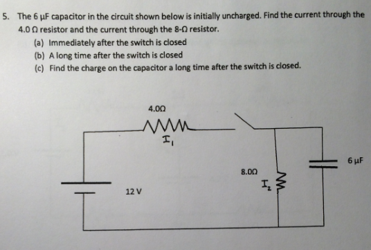 Solved The 6 muF capacitor in the circuit shown below is | Chegg.com
