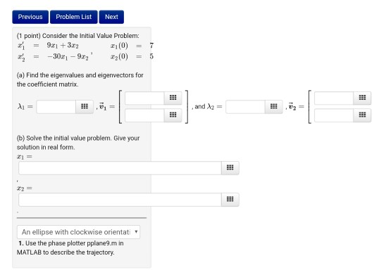 Solved Previous Problem ListNext (1 point) Consider the | Chegg.com