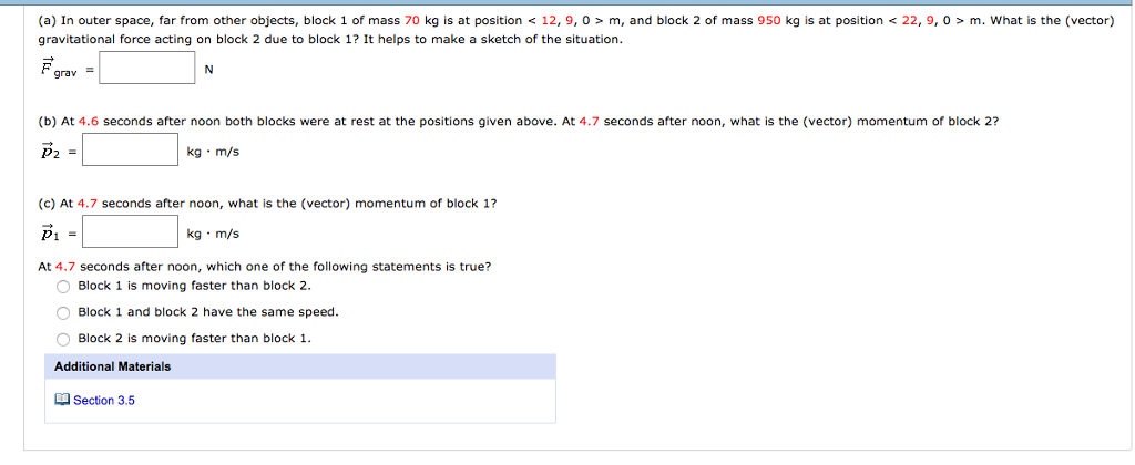 Solved (a) In outer space, far from other objects, block 1 | Chegg.com