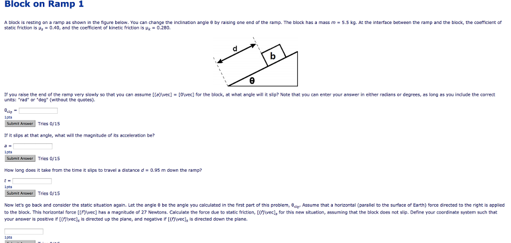 Solved A block is resting on a ramp as shown in the figure | Chegg.com
