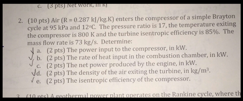 Solved (10 pts) Air (R = 0.287 kJ/kg·K) enters the | Chegg.com
