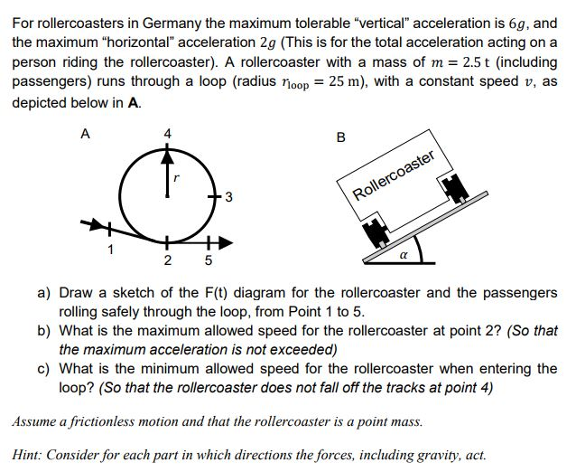 For rollercoasters in Germany the maximum tolerable | Chegg.com