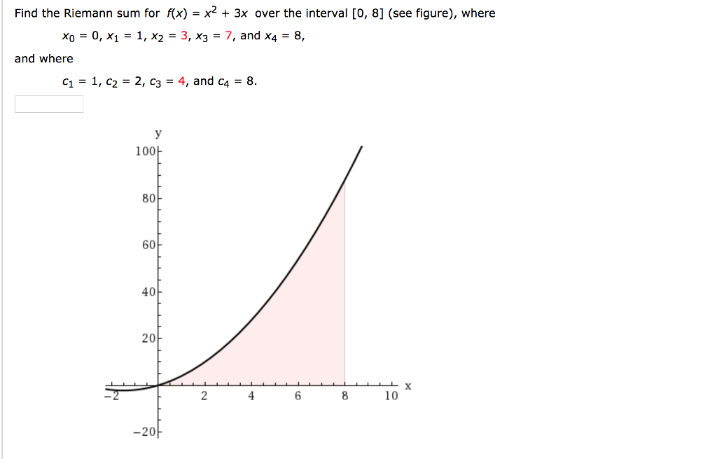 Solved Find the Riemann sum for fx) x2 +3x over the interval | Chegg.com