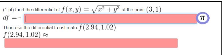 Solved Find the differential of f(x,y) = sqrt(x^2+y^3) at | Chegg.com