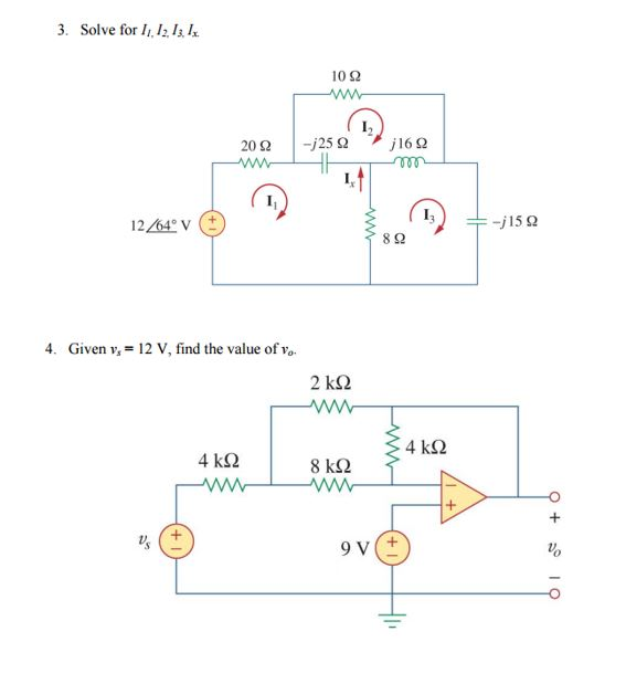 Solved 3. Solve for I1,I2,I3,Ix 4 Given vs= 12 V, find the | Chegg.com