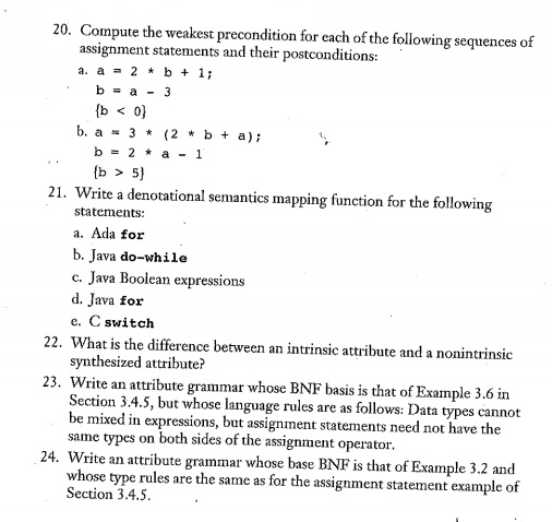 Solved 20. Compute the weakest precondition for each of the | Chegg.com