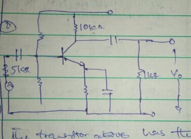 Solved the transistor amplifier has the following | Chegg.com