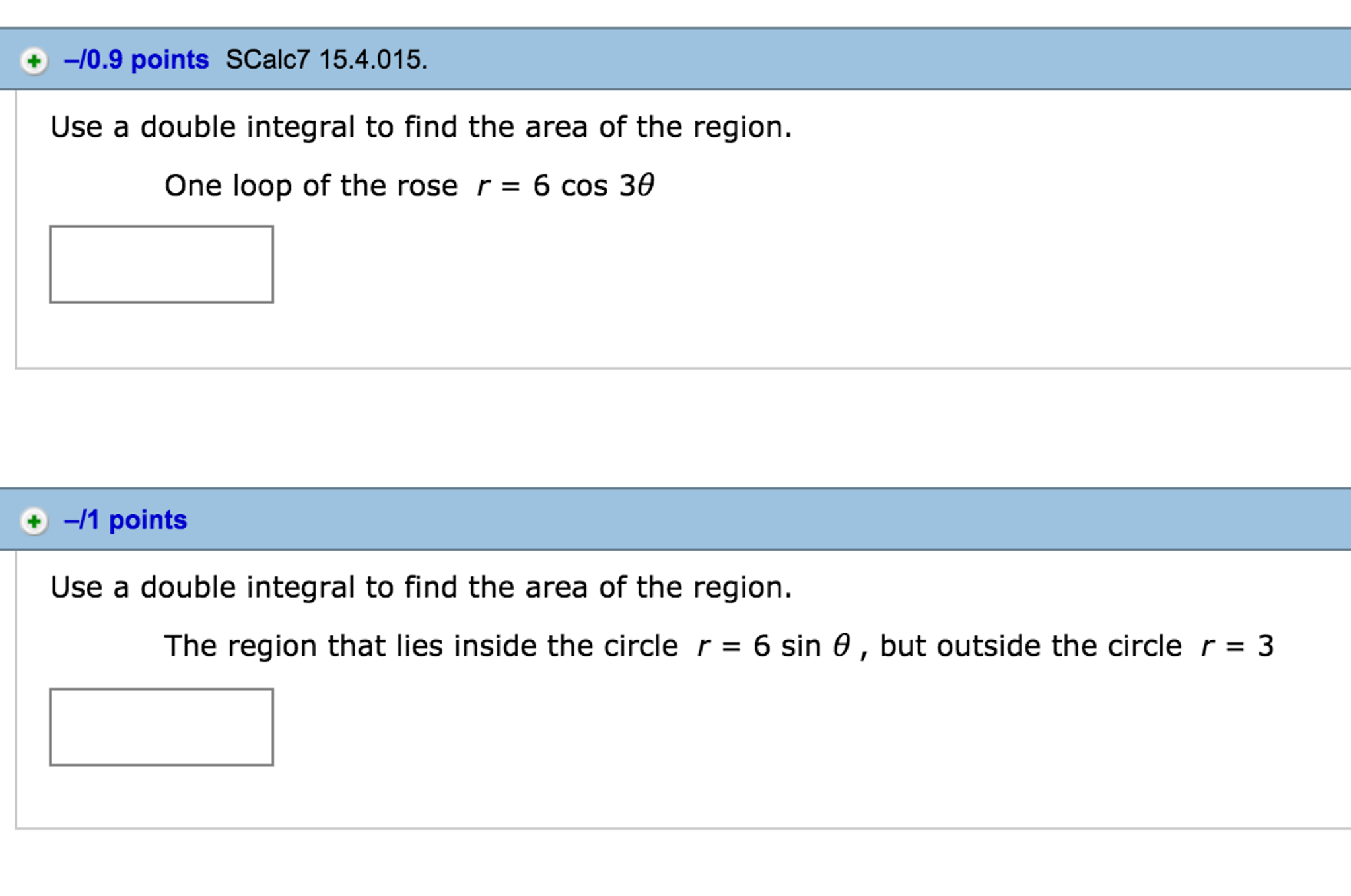Solved Use a double integral to find the area of the region. | Chegg.com
